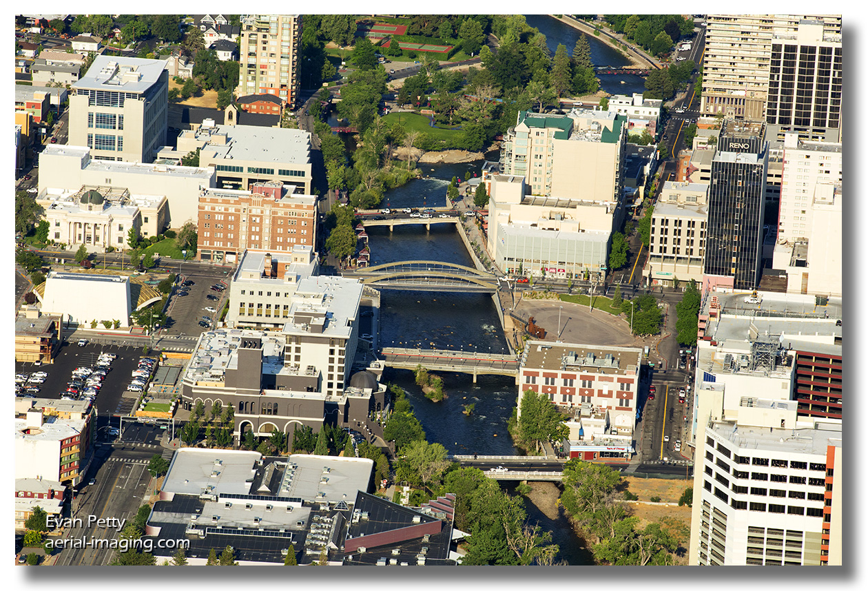 Aerial View of Bridges in Downtown Reno - Drone Aerial Photography & Video